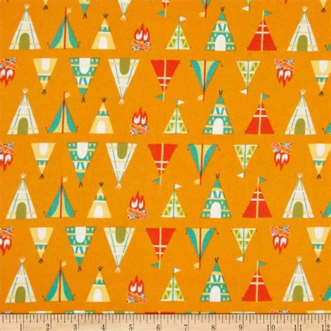 Happy Camper Flannel Teepees Tents Orange Fabric Wall Fabric Teepee Tent