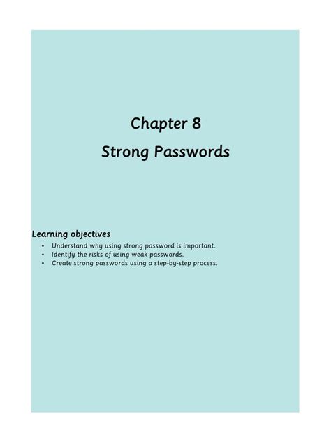 Strong Passwords Learning Objectives Pdf Password Computer Security