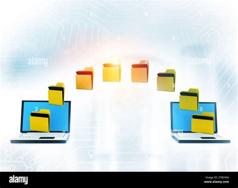 File Transfer Data File Folders With Paper Files D Illustration