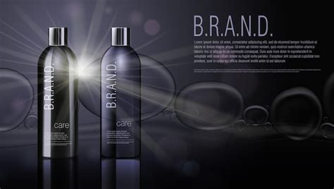 Premium Vector 3d Black Realistic Cosmetic Product Shampoo Bottle