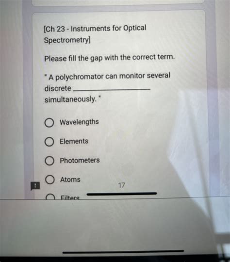Solved Ch 23 ﻿instruments For Opticalspectrometry Please
