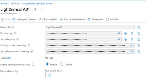detect iot device twin report property and execute notification