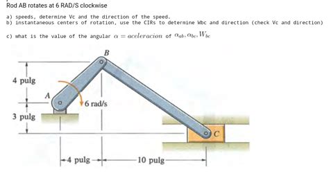 Solved Rod AB Rotates At RAD S Clockwise A Speeds Chegg