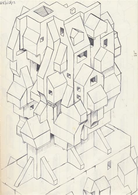 My First Real Isometric Drawing Using A Black Pen Ang Isometric Drawing Isometric Art
