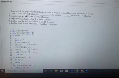 solved question 32 determine all the output from the