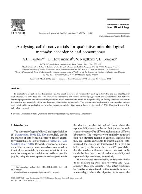 Pdf Analysing Collaborative Trials For Qualitative Microbiological Methods Accordance And