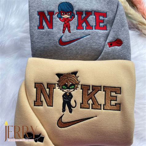Ladybug And Cat Noir Chibi Nike Embroidered Sweatshirt Jerry Clothing