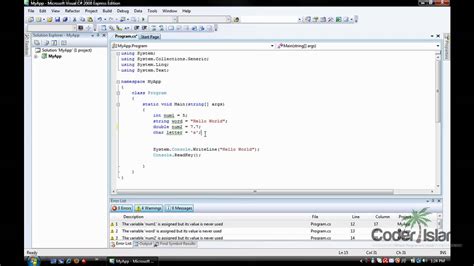 Visual C Console Tutorial Variables Youtube