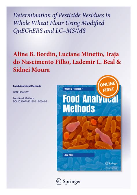 Pdf Determination Of Pesticide Residues In Whole Wheat Flour Using Modified Quechers And Lc Ms Ms