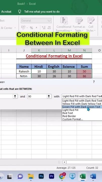 conditional formatting between in excel excel advanceexcel shorts viralvideo viralshorts
