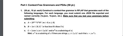 Part I Context Free Grammars And PDAs Pt Chegg