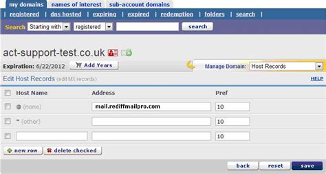 steps to add mx records in enom domain manager