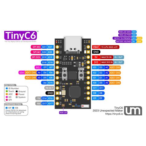 unexpected maker tinyc6 esp32 c6 development board usb c ufl