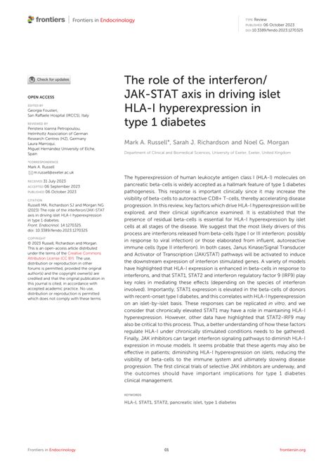 Pdf The Role Of The Interferon Jak Stat Axis In Driving Islet Hla I Hyperexpression In Type 1