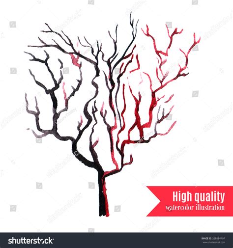 Hand Drawing Illustration Watercolor Tree Without Stock Illustration 358884407 Shutterstock