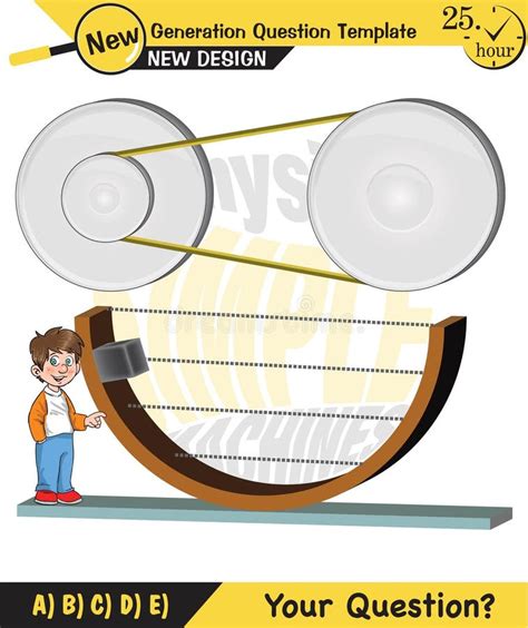 Physics Simple Machines Pulleys Gears Next Generation Question Template Stock Illustration
