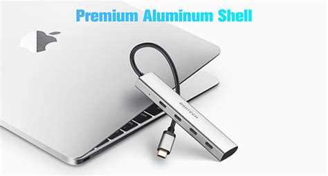 Rshtech Gbps Usb C Hub With Usbc Ports Aluminum Portable Usb C Splitter Multiport