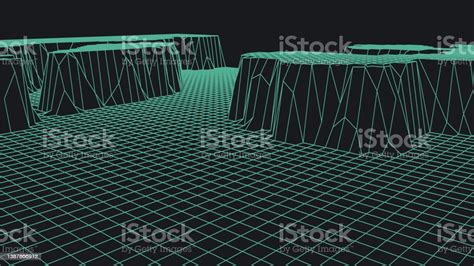 추상 디지털 풍경입니다 와이어 프레임 풍경 배경입니다 3d 미래 벡터 일러스트입니다 0명에 대한 스톡 벡터 아트 및 기타 이미지