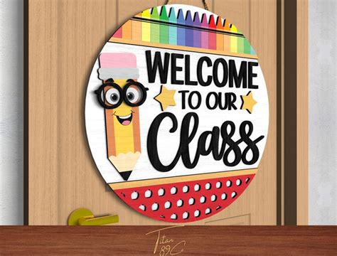 Classroom Door Sign Welcome To Our Class Art Teacher Decor Round