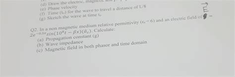 Solved D Draw The Electric Magnetic C Phase Velocity