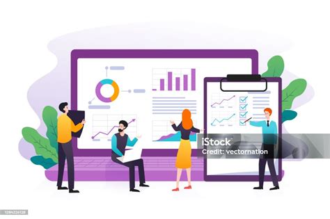 데이터 분석 Seo 분석 빅 데이터 연구 및 비즈니스 인물 일러스트와 웹 사이트 분석 의 일러스트 팀워크에 대한 스톡 벡터 아트 및 기타 이미지 Istock