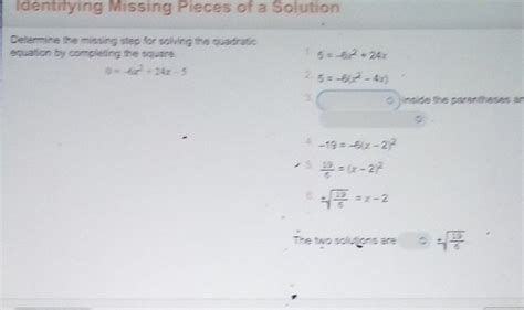 solved identifying missing pieces of a solution determine the missing