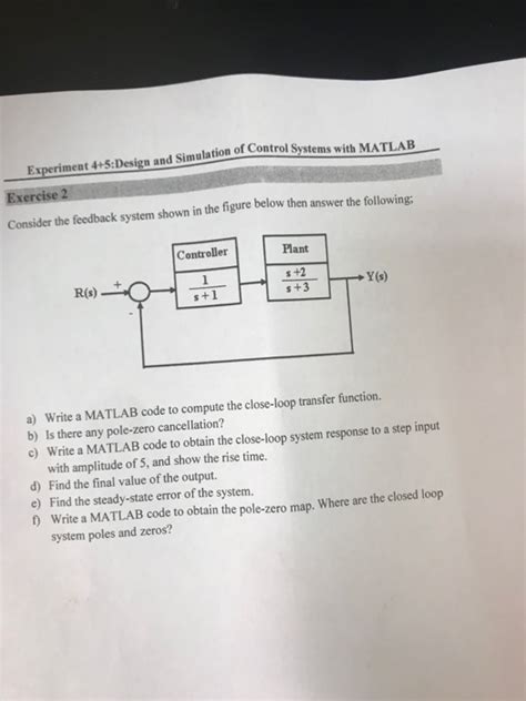 Solved Experiment S Design And Simulation Of Control Chegg