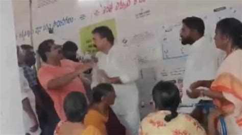 Watch Ysrcp Mla Assaults Voter At Booth In Tenali During Andhra Pradesh Assembly Elections