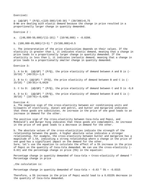 Exercise 3 Pdf Elasticity Economics Demand