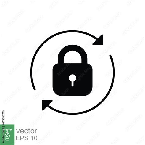 Reset Password Icon Simple Solid Style Padlock With Circle Arrow Recover Luck Unlock