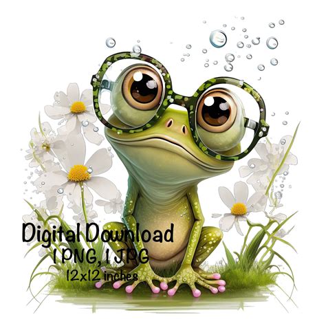Frog Cute Frog Clipart Wood Forest Animals Frog Png Frog Daisy Flowers