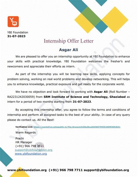 asgar ali on linkedin hi connections my ybi internship offer letter