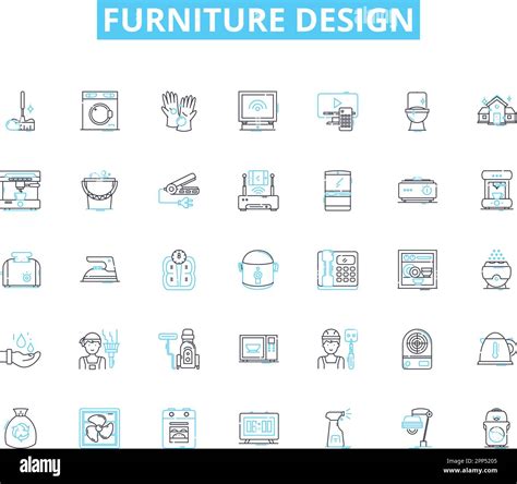 Furniture Design Linear Icons Set Ergonomics Minimalism Modularity