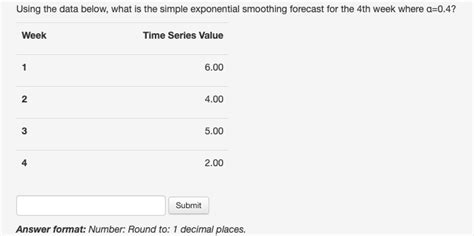 Solved Using The Data Below What Is The Simple Exponential