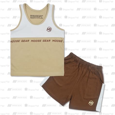 Moose Gear Khaki Combi Sando With Brown Short Set Sds Iw Md Shopee Philippines