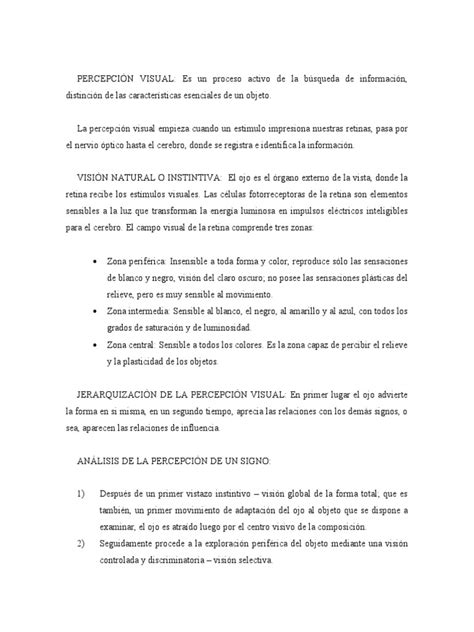 PercepciÓn Visual Pdf Percepción Visual Percepción