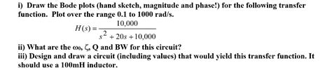 Solved I Draw The Bode Plots Hand Sketch Magnitude And Chegg