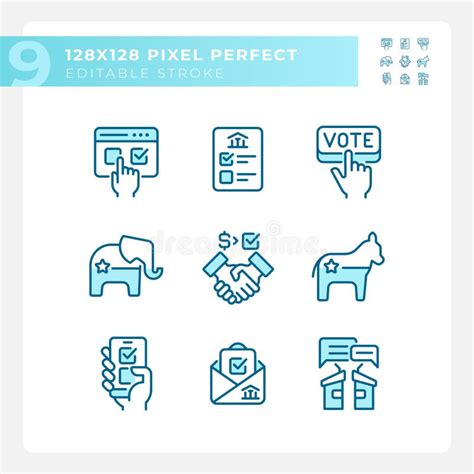 Customizable Pixel Perfect Blue Voting Icons Set Stock Vector Illustration Of Politics