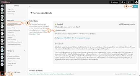 Configuring Services And Limits Settings