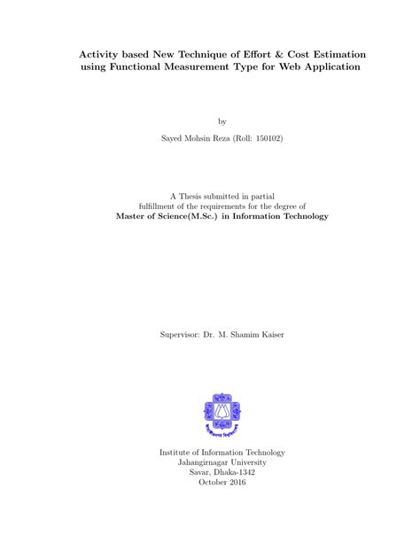 pdf activity based new technique of effort and cost estimation using