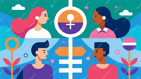 Premium Vector A Mural Depicting Role Reversals And Genderfluidity Blurring The Lines Between