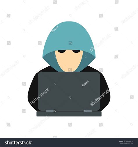 Hacker Behind Computer Icon Flat Style Stock Vector Royalty Free 466848110 Shutterstock