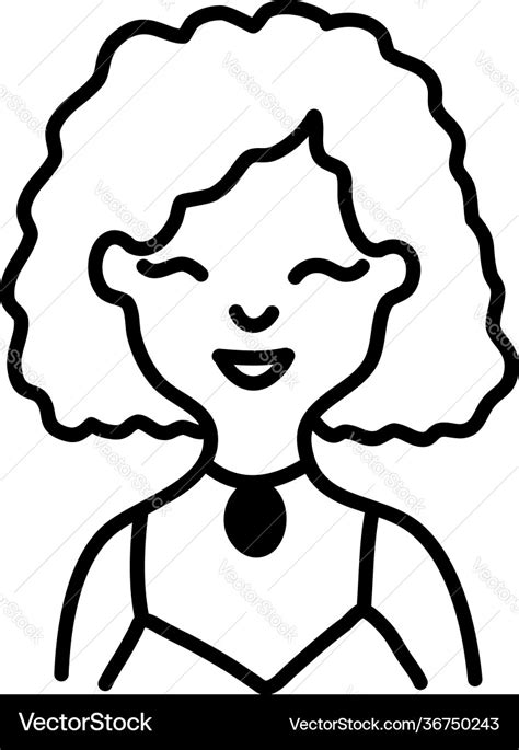 Happy Girl With Curly Hair On A White Background Vector Image