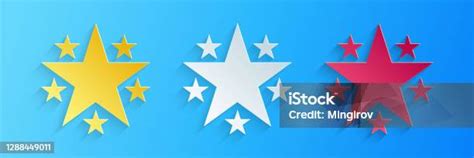 파란색 배경에 격리된 용지 컷 별 아이콘입니다 즐겨 찾기 최고의 등급 상 기호 종이 아트 스타일 벡터 1위에 대한 스톡 벡터 아트 및 기타 이미지 Istock