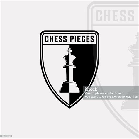 체스 와 킹 피스 아이콘 빈티지 벡터 일러스트 템플릿 아이콘 그래픽 Designretro 기호 또는 방패 배지 흑백 개념 체스 토너먼트 또는 클럽에 대한 기호