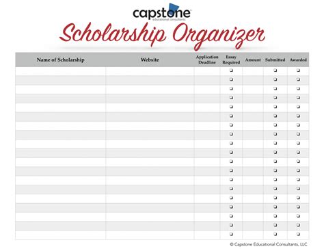 Scholarship Organizer Template