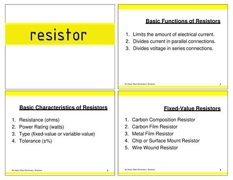 Lecture On Resistor Lecture All About Resistors From Professor Ricky Junio Basic Functions