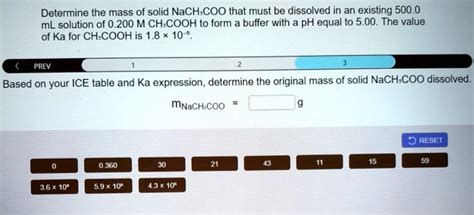 Solved Determine The Mass Of Solid Nach Coo That Must Be Dissolved In An Existing 500 0 Ml