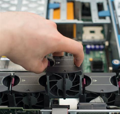 Computer Technician Installing Cooler Fan Stock Image Image Of