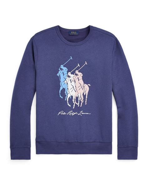 Polo Ralph Lauren Mens Three Pony Print Sweatshirt Boathouse Navy